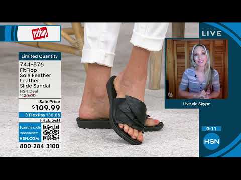 FitFlop Sola Feather Leather Slide Sandal