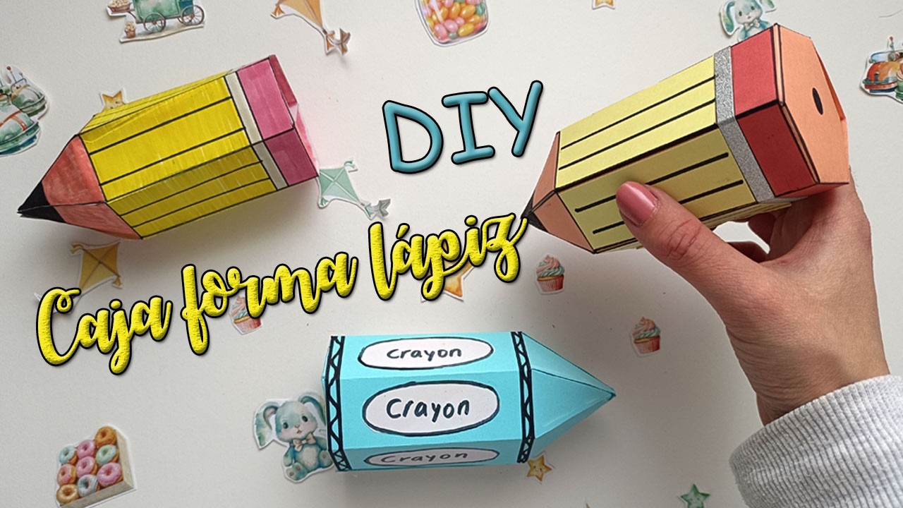 CAJA EN FORMA DE LÁPIZ Y CRAYON | Manualidades Escolares + Plantilla GRATIS