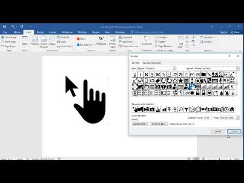 How to insert hand with arrow symbol in word