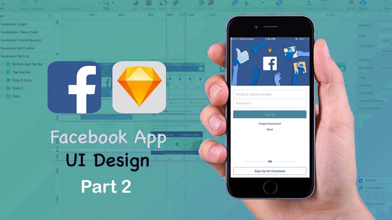 Facebook App UI Design in Sketch ( Part 2 )
