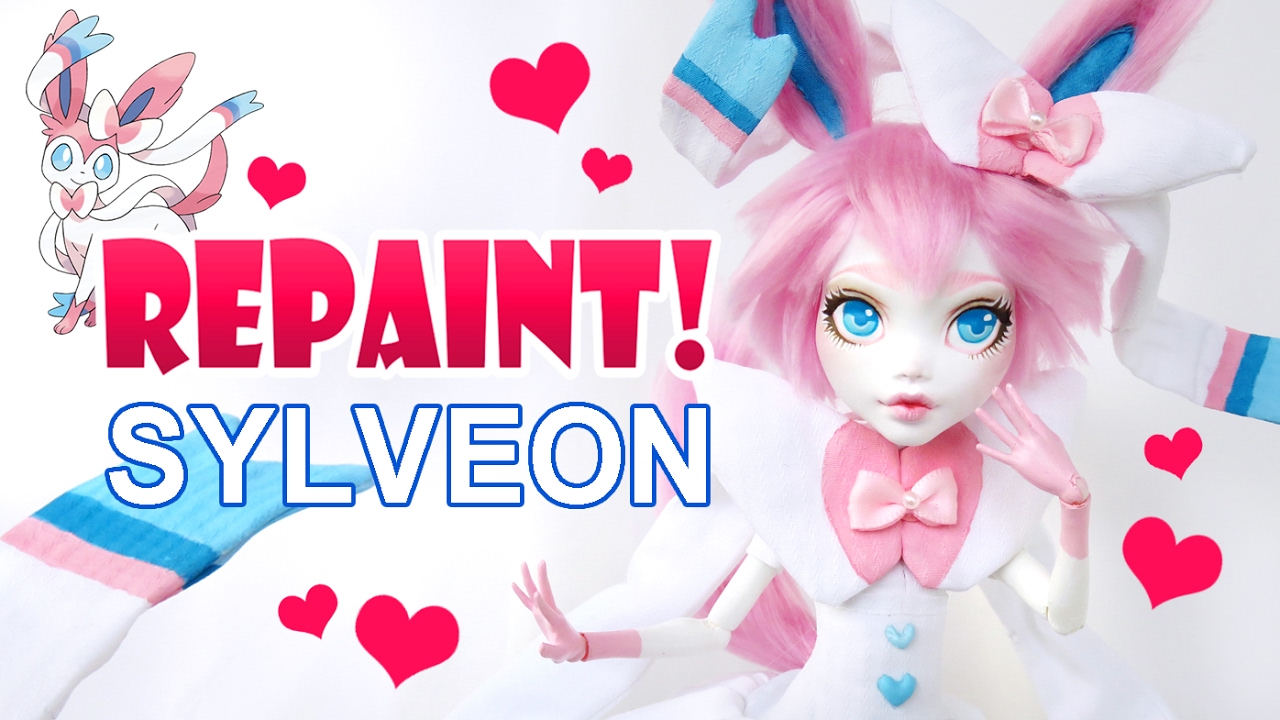 Repaint! Valentine's Day Sylveon Pokemon Custom OOAK Doll