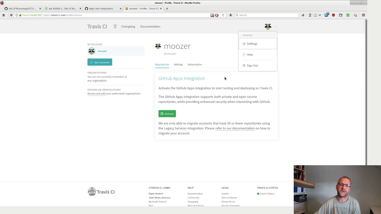 Connecting github and travis to generate PDF files