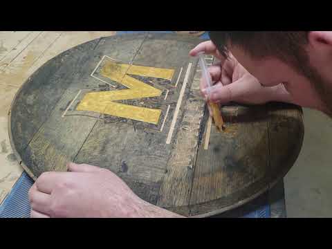 Bourbon Barrel Head With Epoxy Inlay // CNC // Woodworking // DIY
