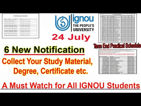 6 New Notification for all IGNOU Students | Study Material Notice, MAPC Counseling Schedule, Degree