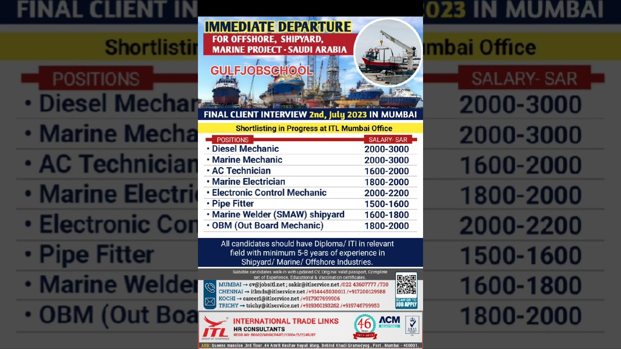 RECRUITMENT FOR OFFSHORE , SHIPYARD , MARINE PROJECT – SAUDI ARABIA, ABROAD ASSIGNMENT TIMES.