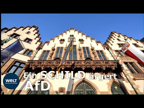 FRANKFURT AM MAIN: AfD geht gegen antirassistisches Schild am Römer vor