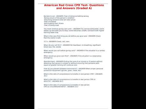 American Red Cross CPR Test  Questions and Answers Graded A