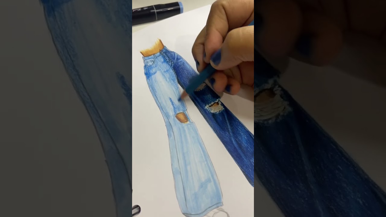 Pintando jeans com lápis de cor #art #drawing #prismacolor