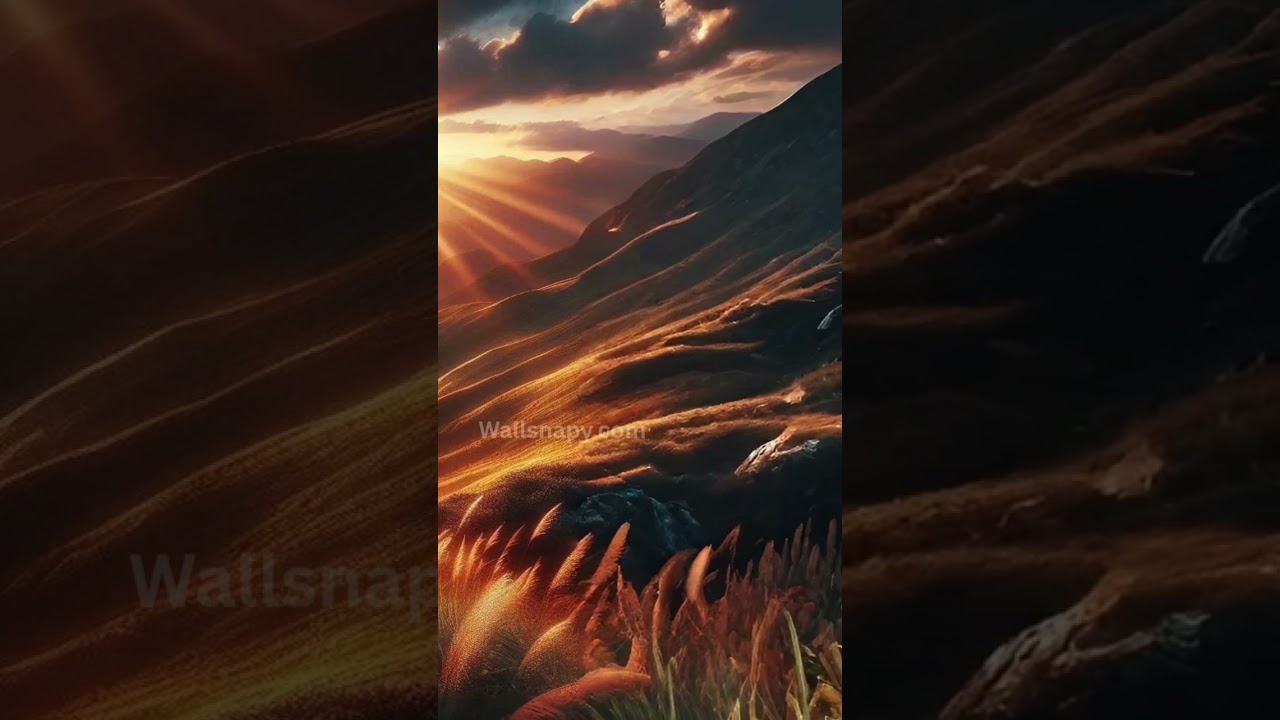 Golden Sunset on the Hills 🌇 Mountain View with Blossoms & Clouds | 4K Wallpaper #sunset #mountains