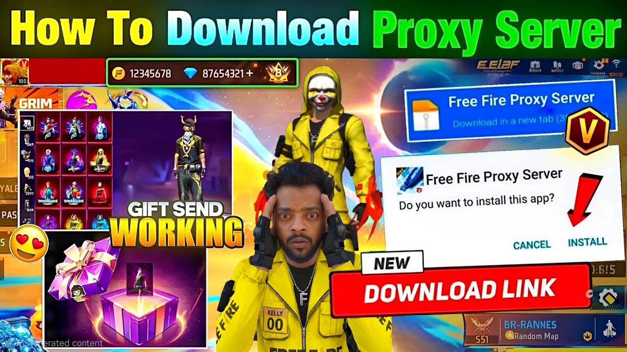 HOW TO DOWNLOAD PROXY SERVER IN FREE FIRE, HOW TO USE PROXY SERVER IN FREE FIRE, VIP PROXY SERVER