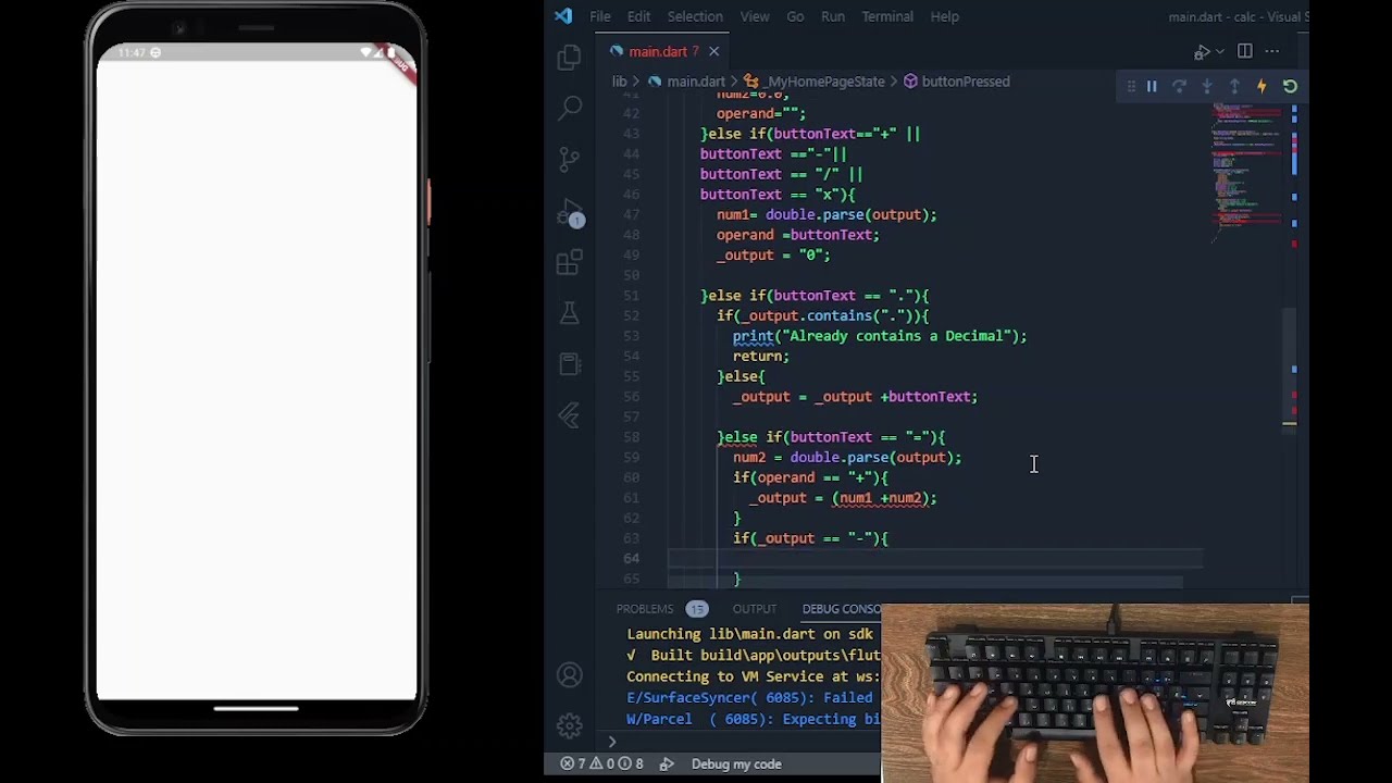 ASMR Programming - coding Calculator with flutter - No Talking