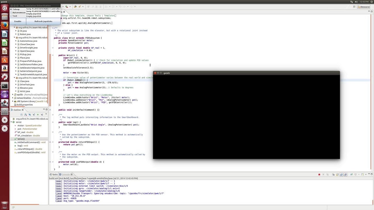 Running the GearsBot Simulation