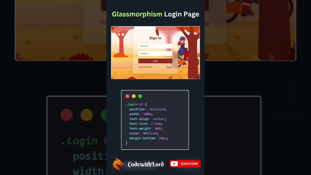 Stunning Glassmorphism Login Page Design in Action! #shorts #viral #trending #CodewithLord