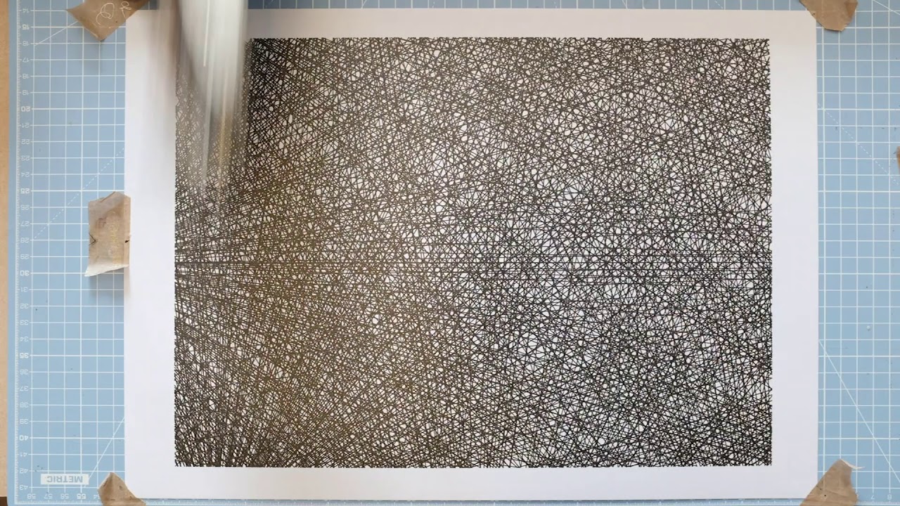 Penplotting 1,850 lines, TIME-LAPSE geometric pattern.