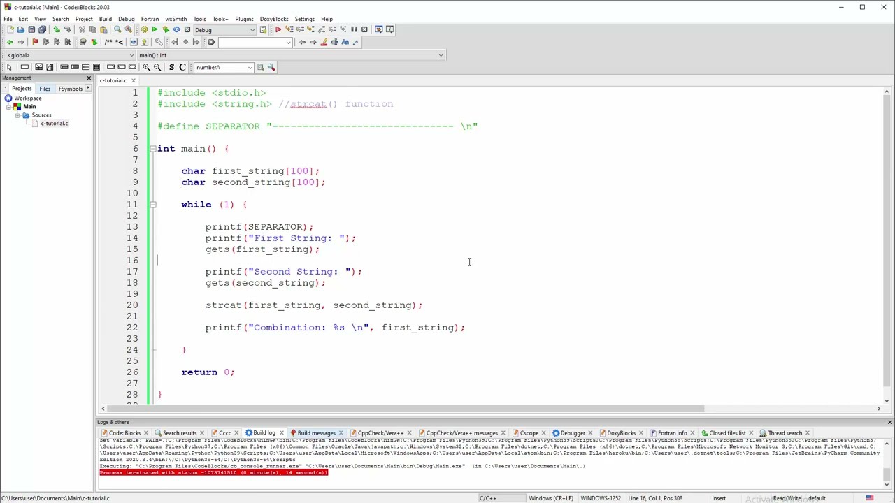 C Program - strcat() Function - How to Concatenate Strings in C