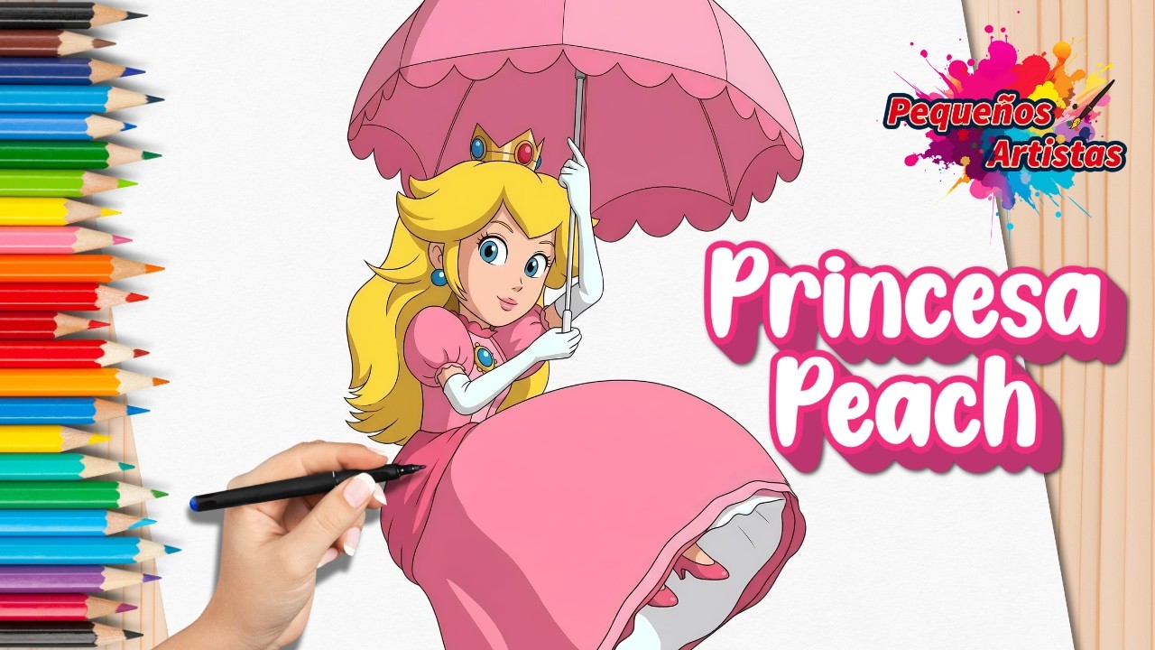 How to Draw Princess Peach Step by Step 👑 Super Mario Galaxy ✨ Easy Tutorial for Kids