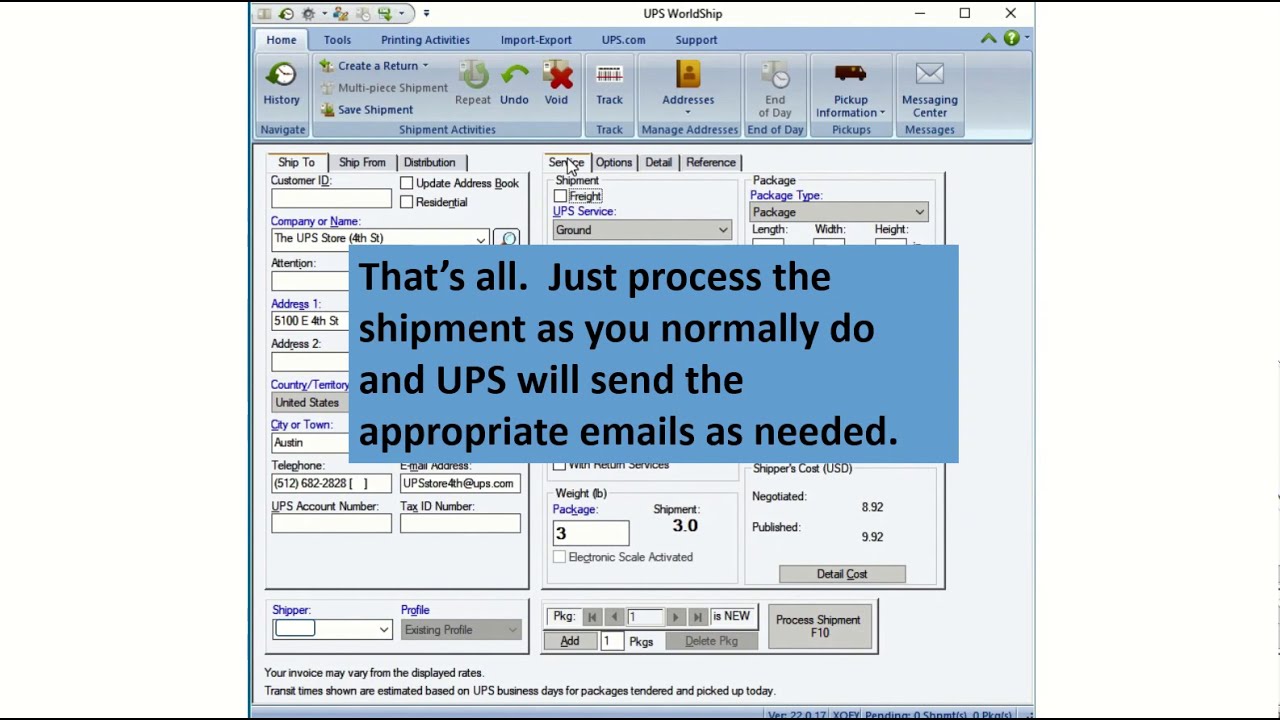 UPS WorldShip Quantum View Notify