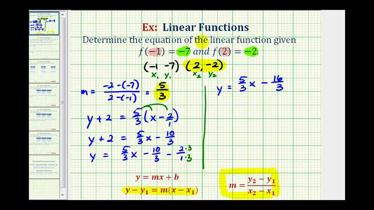 Ex:  Find the Linear Function Given Two Function Values in Function Notation