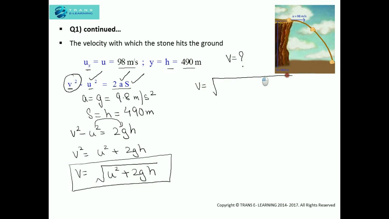 PROJECTILE MOTION -  Projectile Fired horizontally Part -II (How to solve problems)
