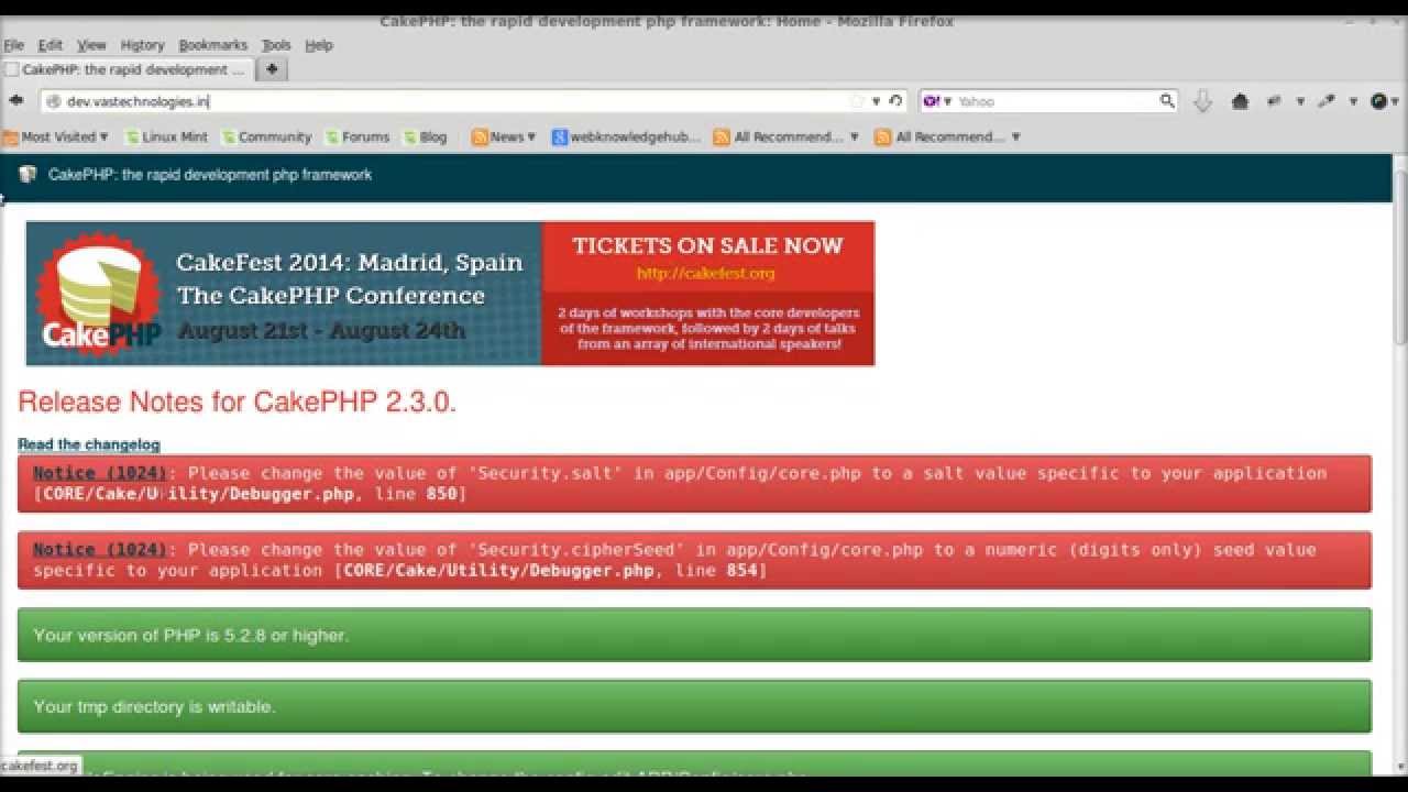 How to configure cakephp framework.