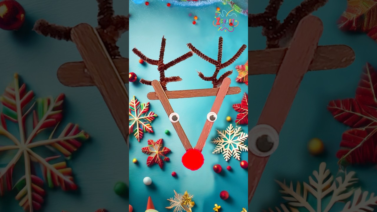 DIY Christmas Reindeer – Fun & Easy Popsicle Stick Craft 🦌 #diy #craft #craftyfun #kids