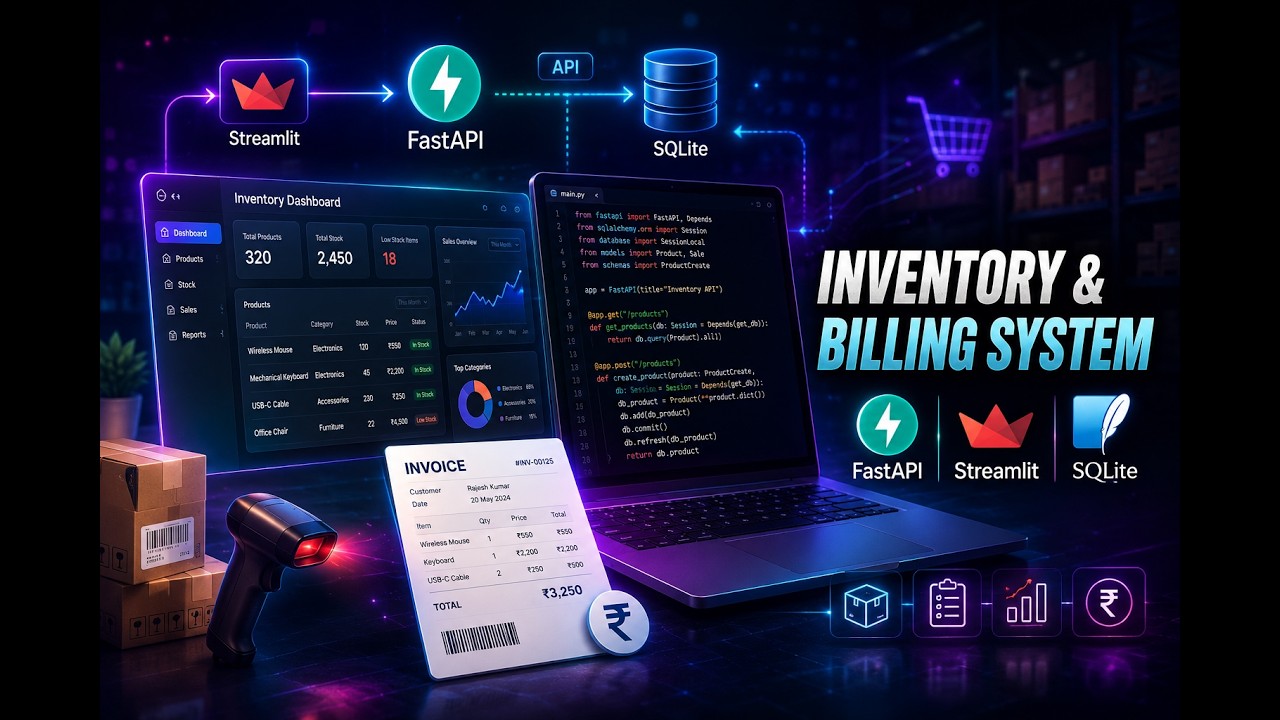 Inventory Management & Billing System | Python FastAPI Project | Streamlit | Sqlite | ORM | Tamil