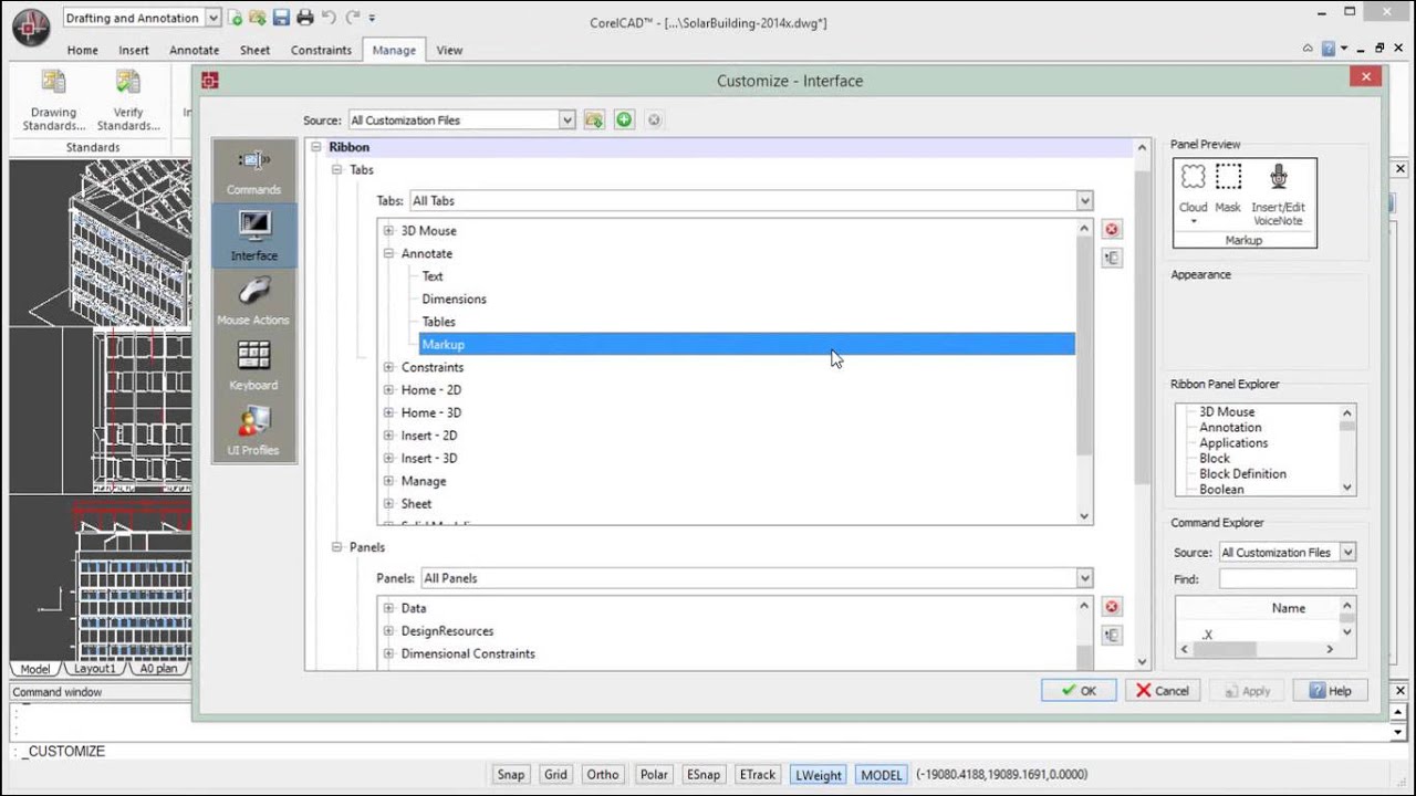 Customizable Windows Ribbon UI in CorelCAD