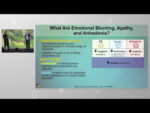 What are emotional blunting, apathy, and anhedonia?