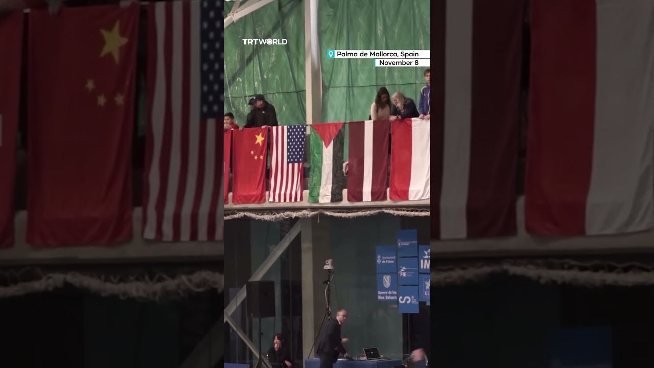 Pro-Palestinian activists replace Israeli flag at Fencing World Cup in Spain