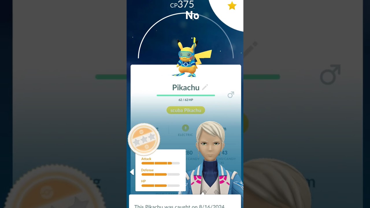 no SCUBA diving shiny Pikachu