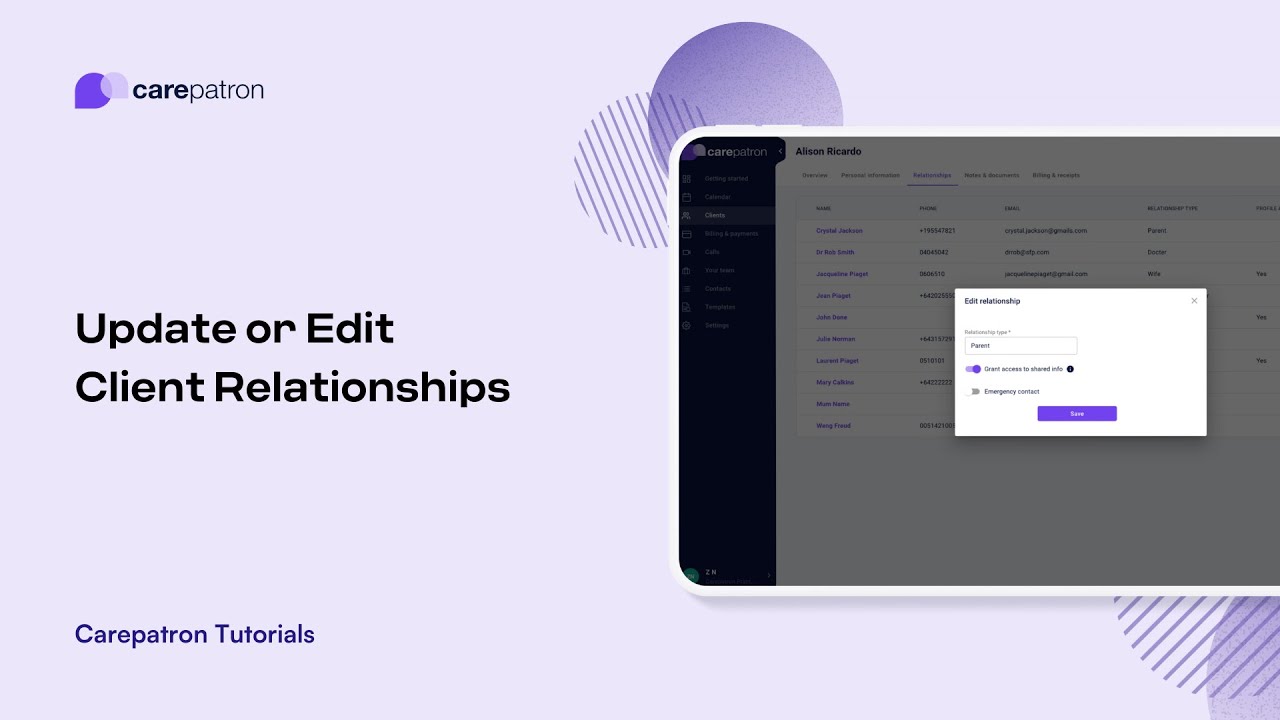 Carepatron Tutorials: Update or Edit Client Relationship
