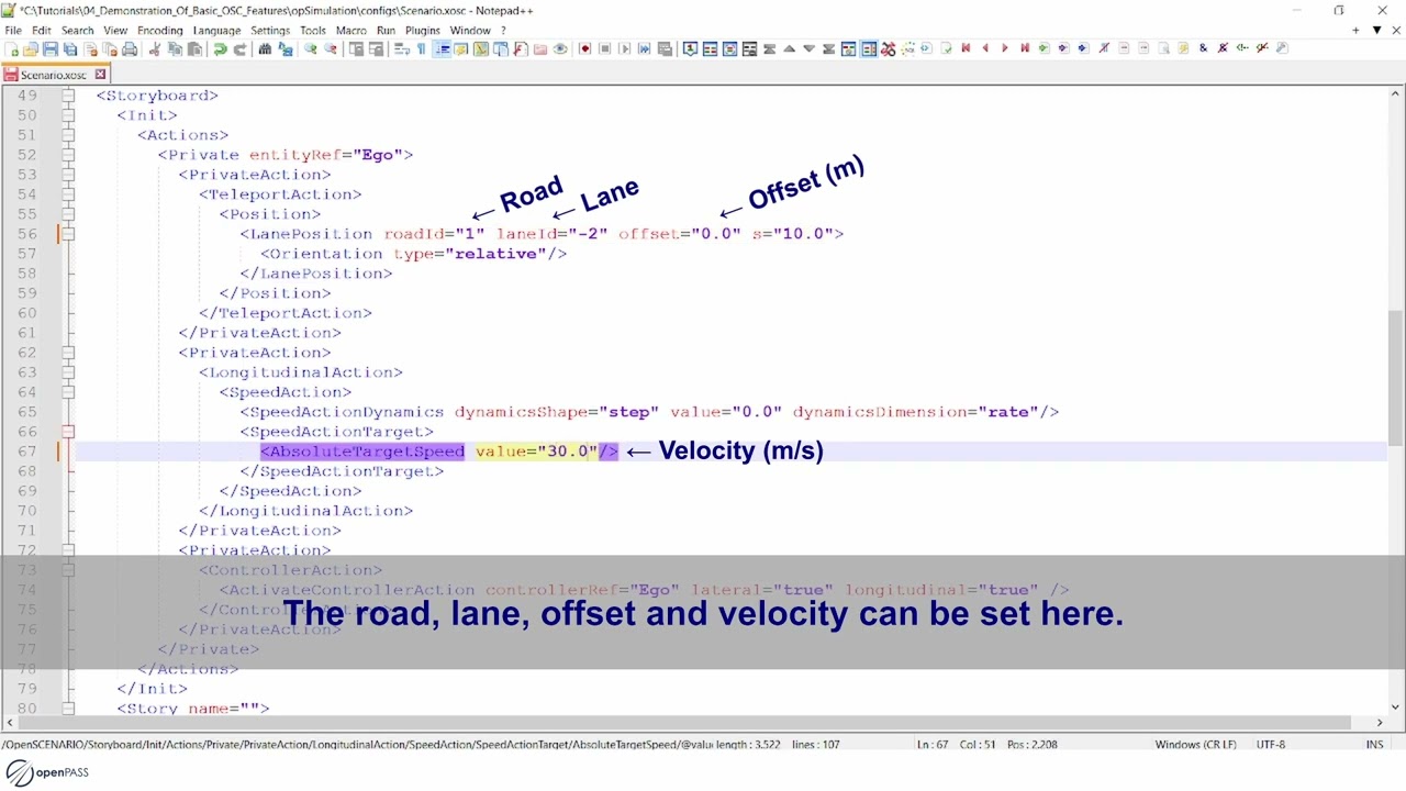 openPASS Tutorial: Demonstration of Basic OSC Features