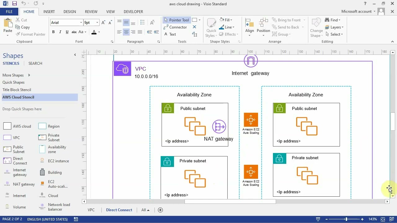 Network Diagram Tutorial (Visio) | AWS Logical Topology Example