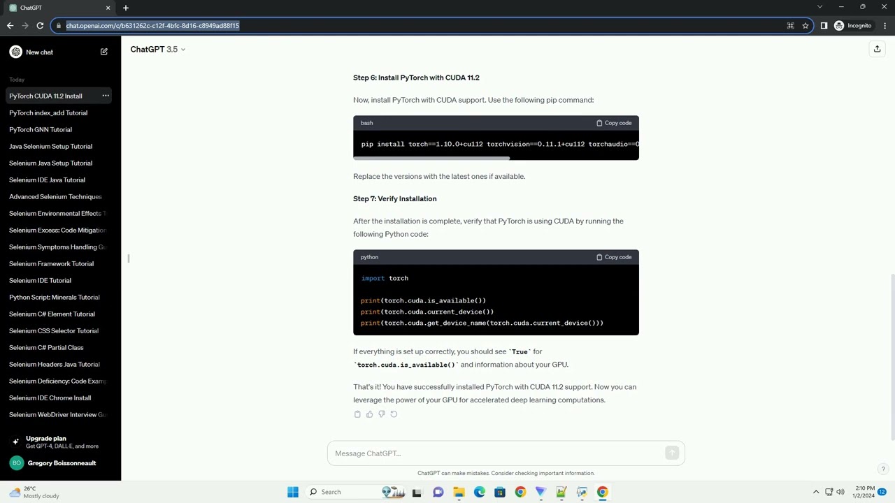 pytorch install cuda 11 2