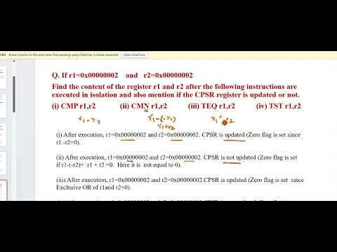 VTU QP ARM Instruction set COMPARE INSTRUCTIONs with example - IMPORTANT