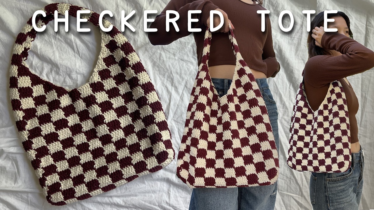 Crochet Checkered Tote Bag Tutorial | In-Depth