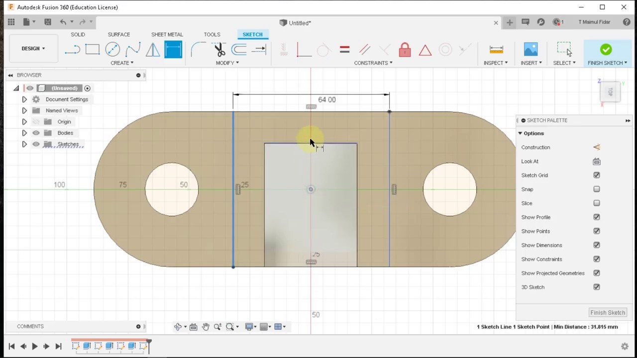 Fusion 360 Tutorial for Absolute Beginners | Task 1 CS Bracket