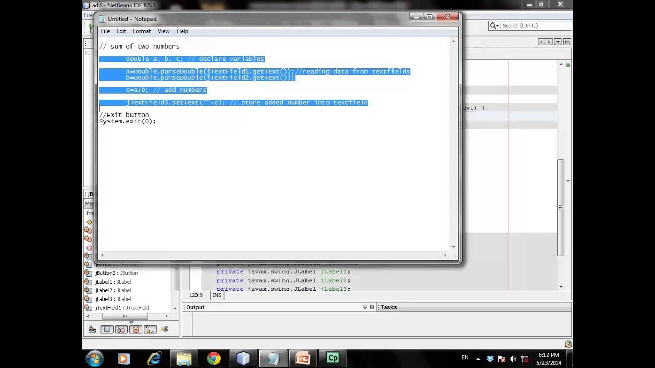 Add two numbers : A simple java program using NetBean IDE