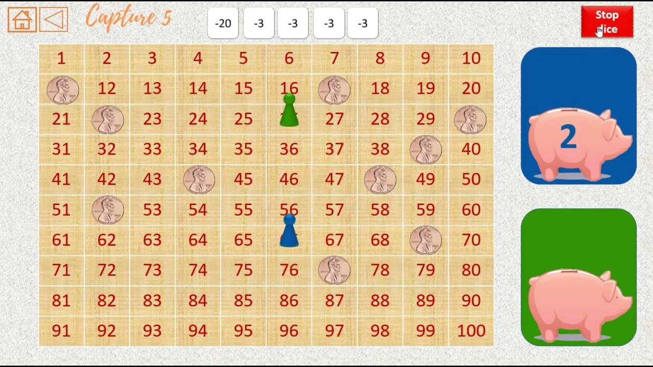 Capture Five Math Game