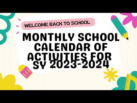 Monthly School Calendar of Activities for SY 2023 2024