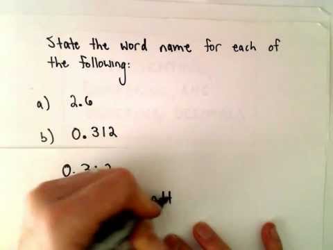 Word Names for Numbers Involving Decimals
