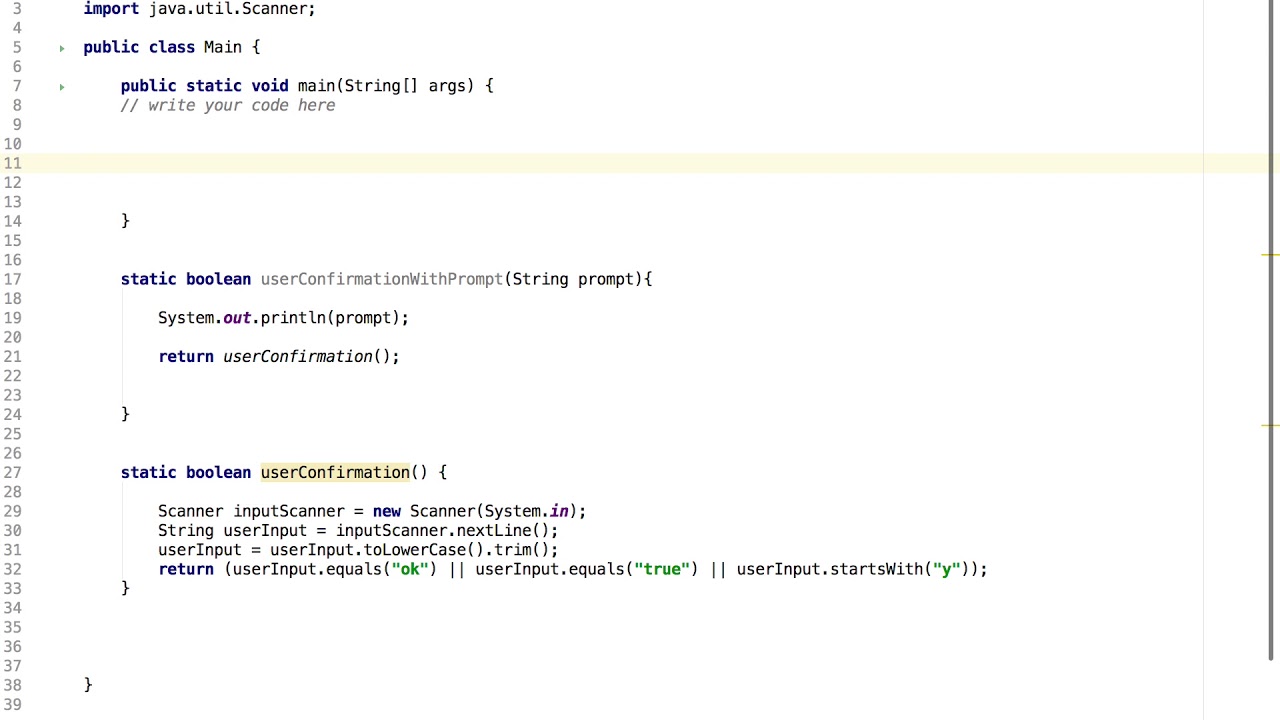 User friendly boolean with prompt (Java method with parameter) task walkthrough