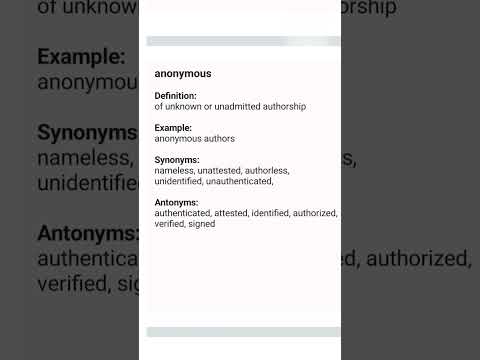Anonymous - Word Meaning | Synonyms | Antonyms | English Vocabulary For SSC, TPSC, IBPS etc.