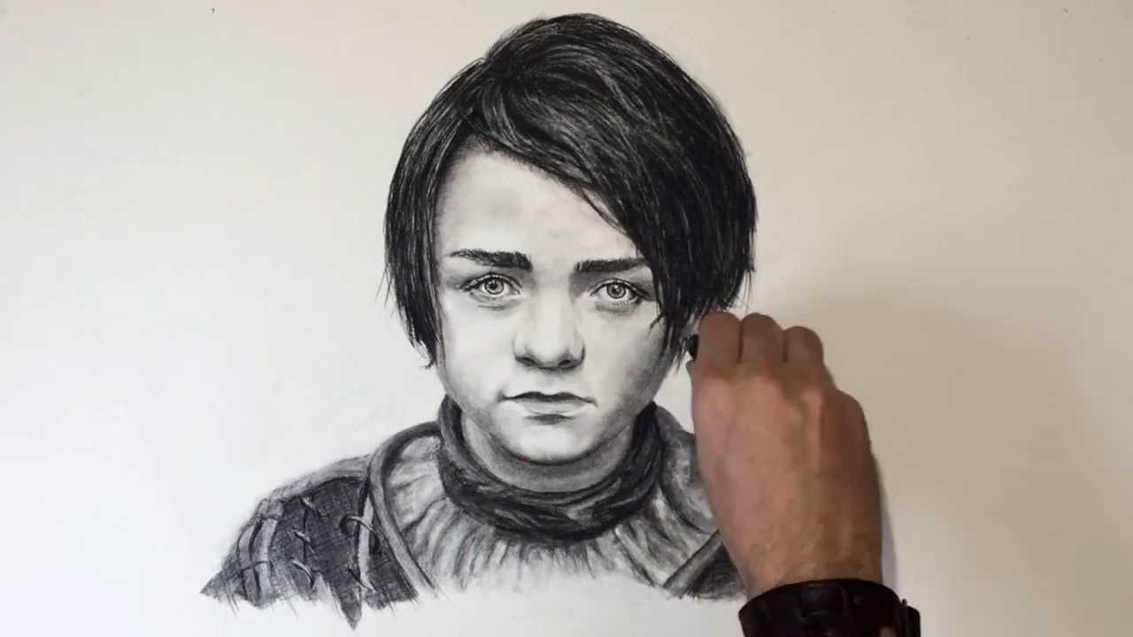 Arya Stark - Charcoal Portrait Time Lapse
