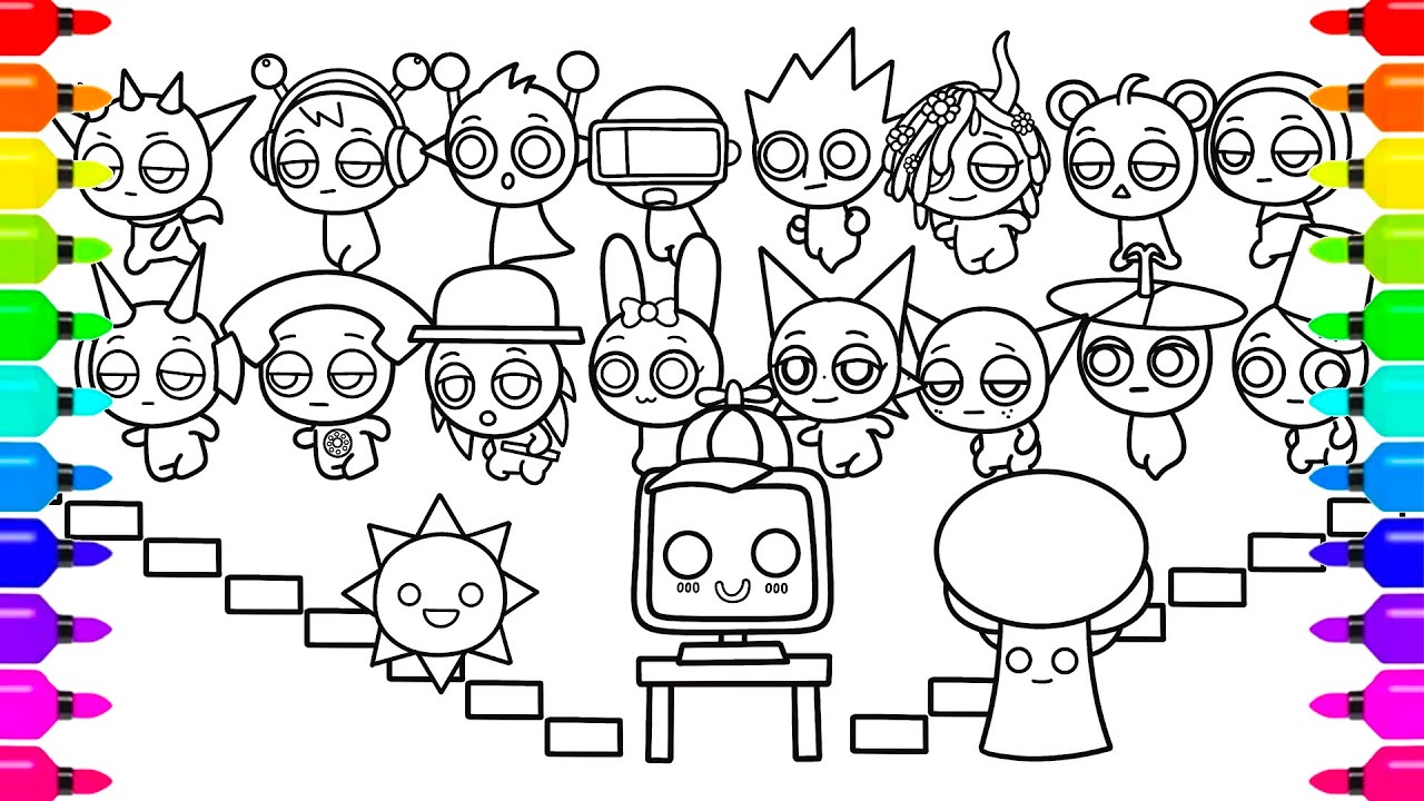 Incredibox SPRUNKI Coloring Pages - Cute Version / Satisfying Coloring SPRUNKI Characters