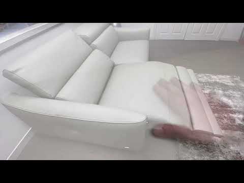 Italia Designer Italian Leather Power Recliner Sofa Suite Latest 2023 Design Modern White