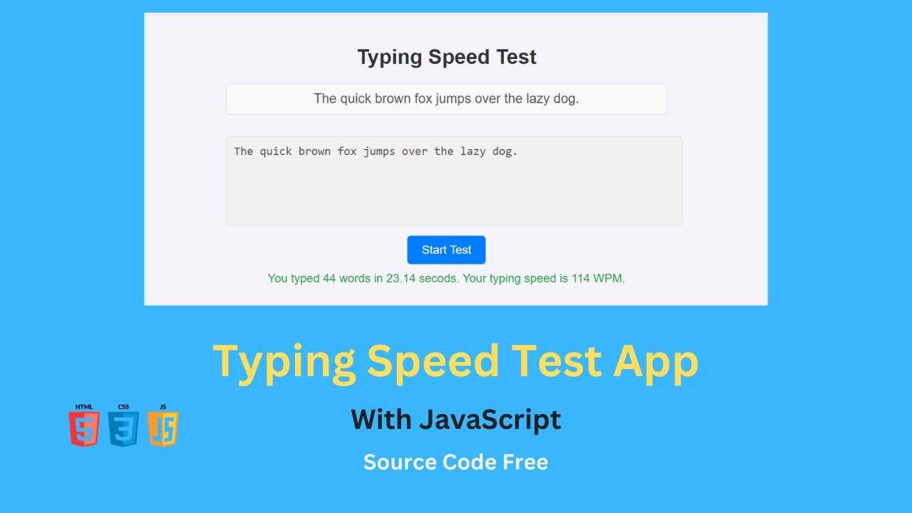 Typing Speed Test App | Build a JavaScript Project in 10 Minutes for Beginners #coding #css