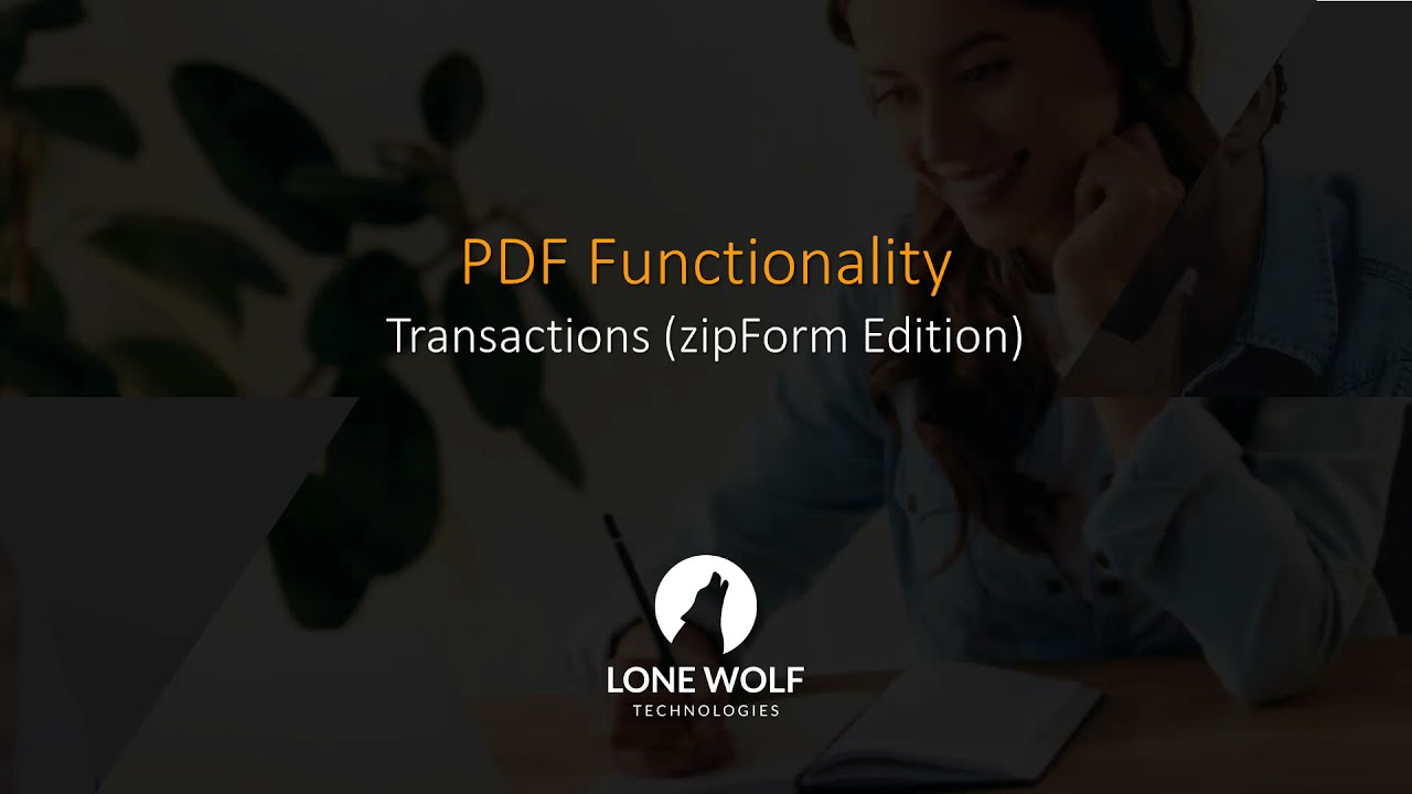 PDF Functionality (Transactions - zipForm Edition)