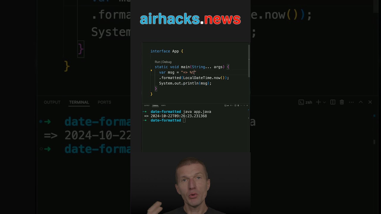 String.formatted: Time over String #java #shorts #coding #airhacks