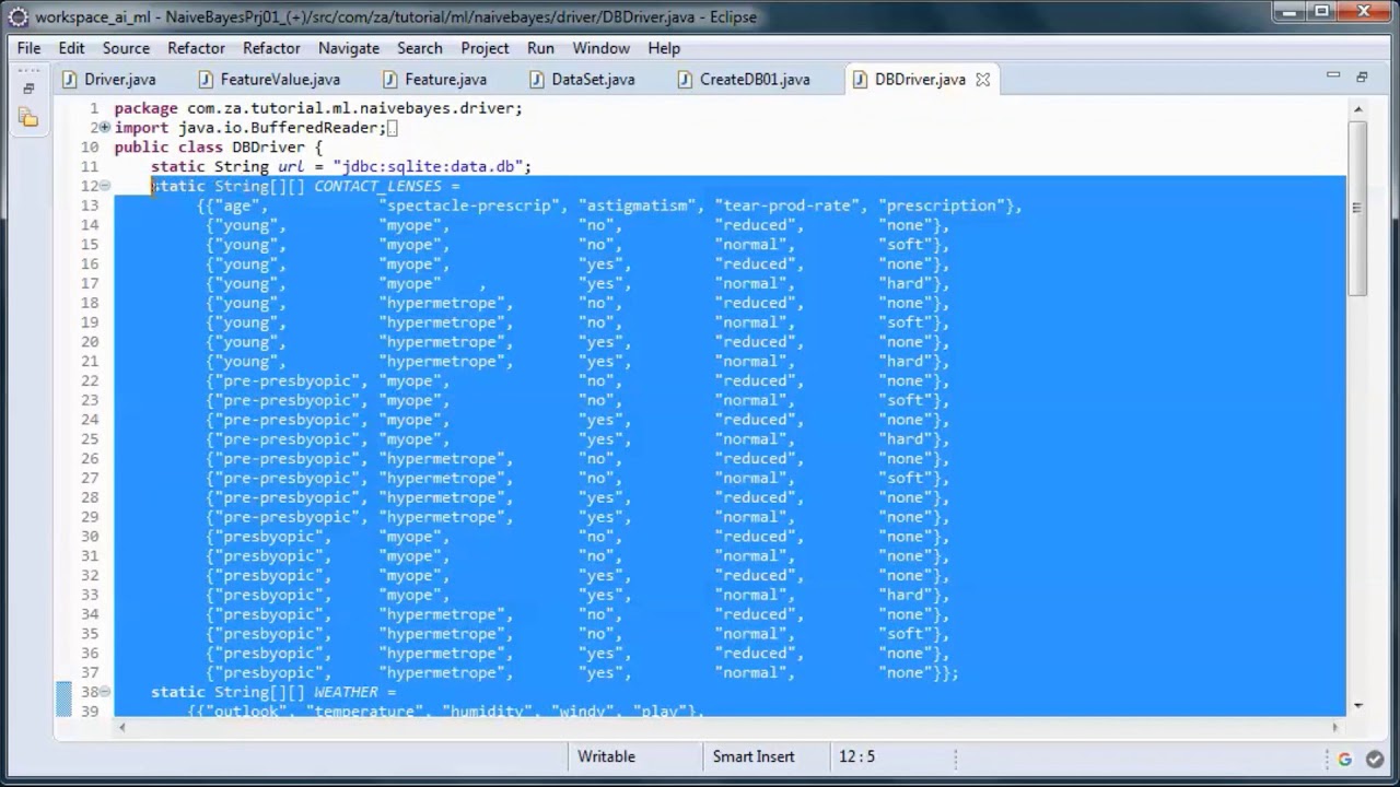 (Naive Bayes + JAVA Prototype Project 01) + SQLite DB